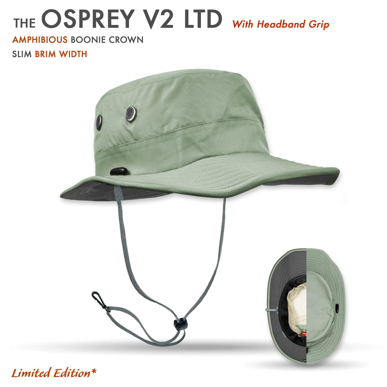 The Shelta Osprey V2 LTD Sun Hat with Headband Grip in Sage Green ...